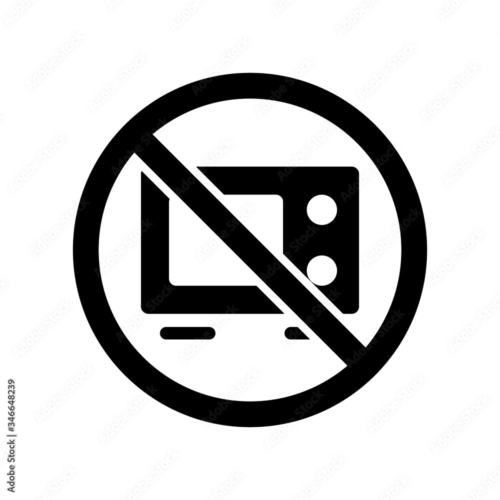 do not microwave icon, do not oven safe, in black flat design on white ...