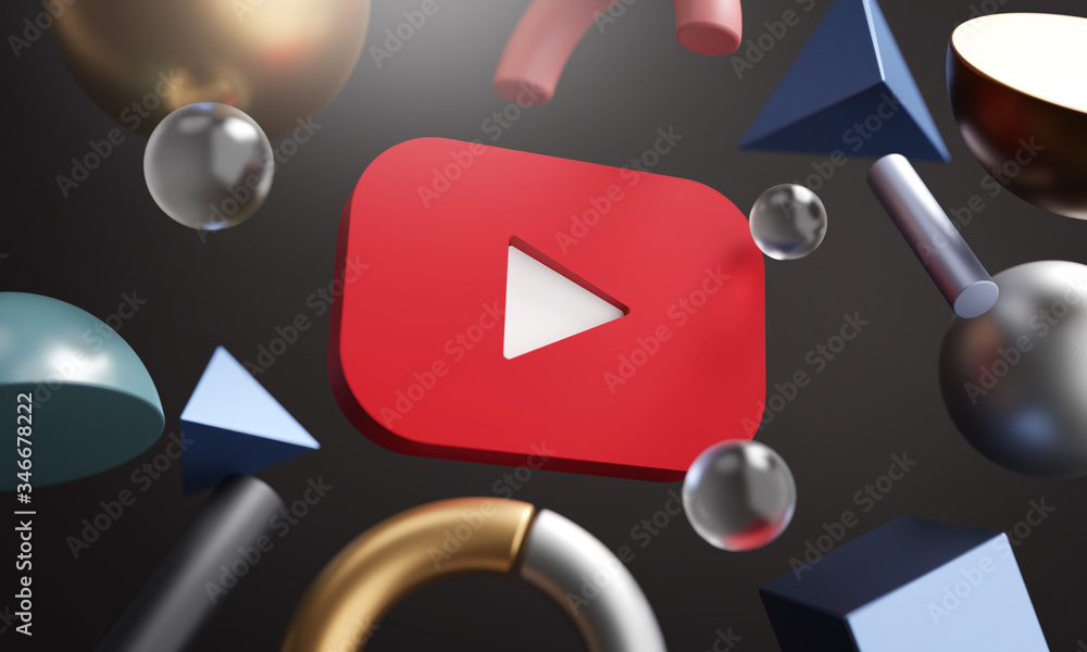 Youtube Logo Around 3D Rendering Abstract Shape Background Stock ...