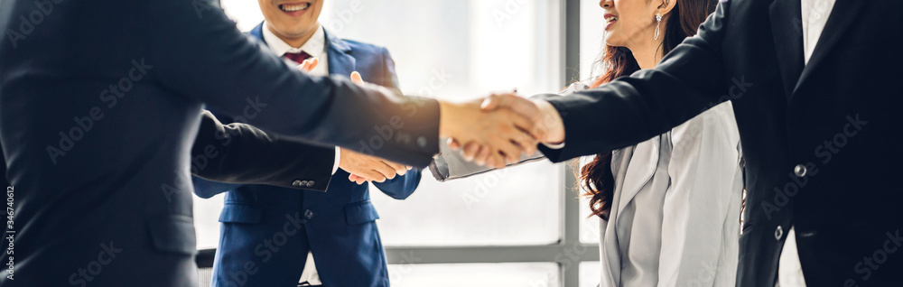 Image two business partners in elegant suit successful handshake ...