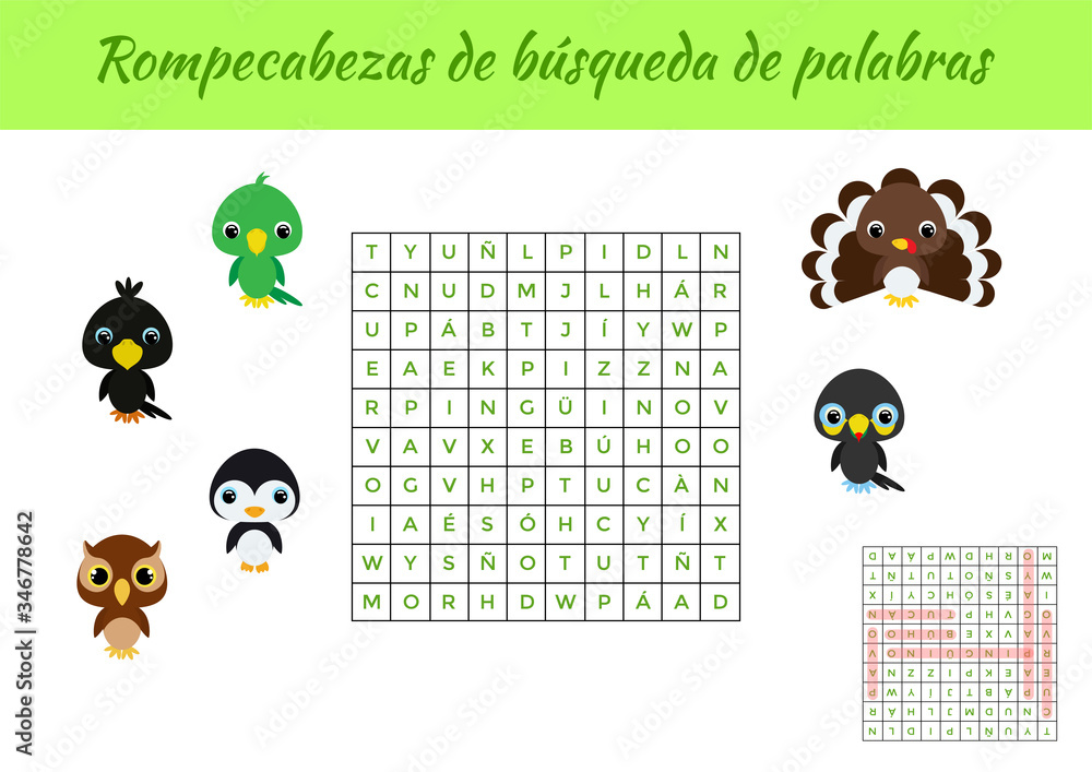 Rompecabezas de búsqueda de palabras - Word search puzzle. Educational ...