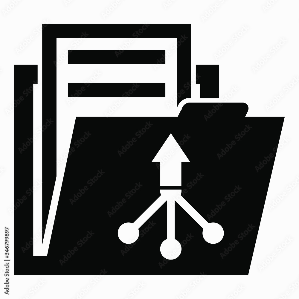 Folder and arrow icon. Linking documents. Illustration of different ...