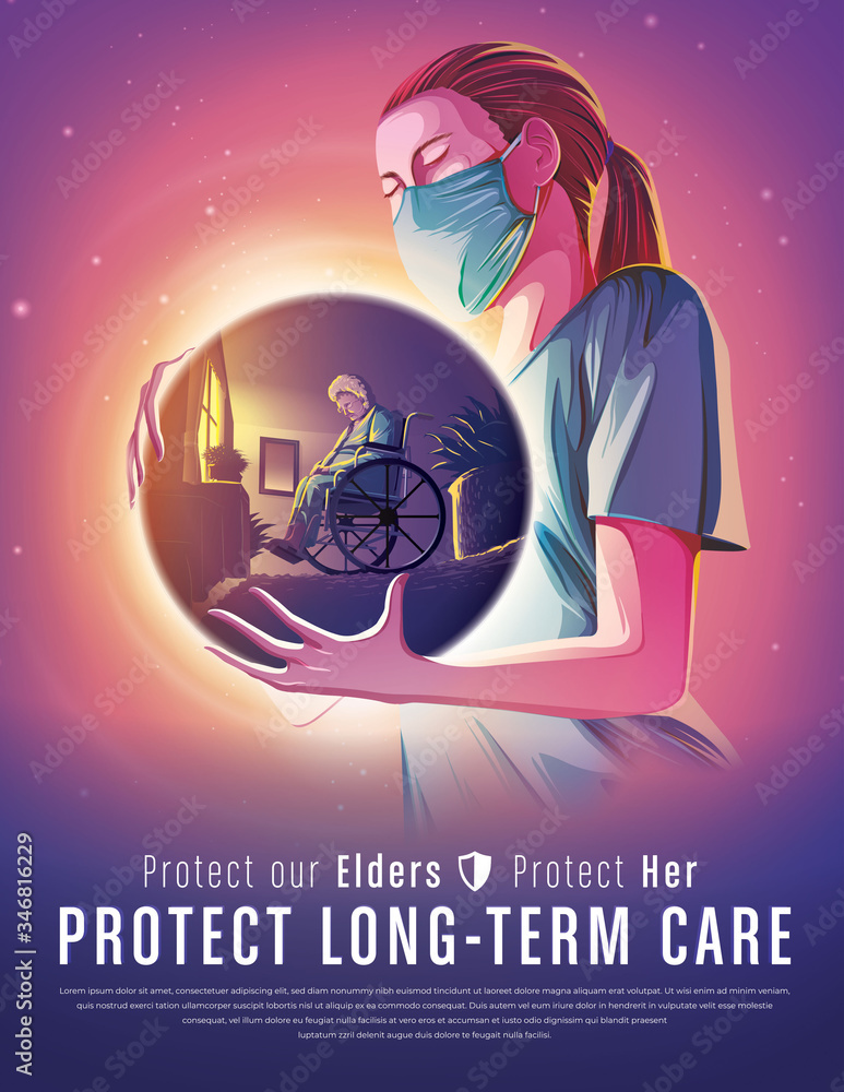 Vector illustration of medical health care nurse concept providing long ...