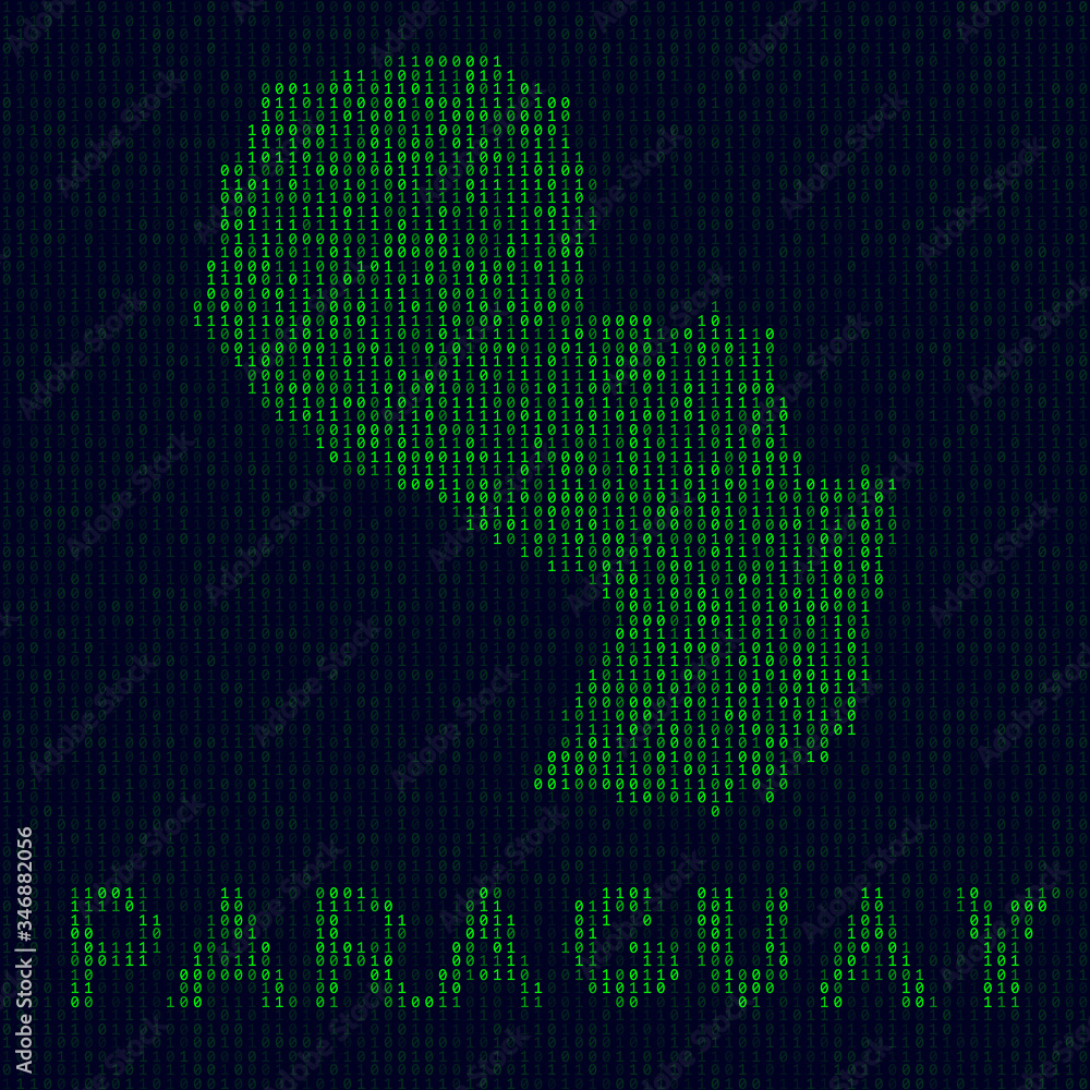 Digital Paraguay logo. Country symbol in hacker style. Binary code map ...