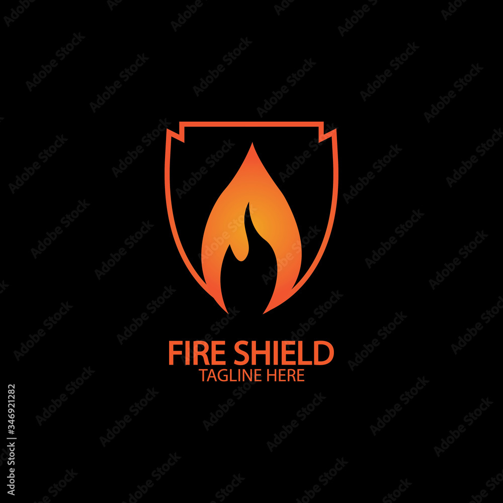 Fire shield logo design element. Fire warning sign shield. Fire flame vector illustration Stock ...