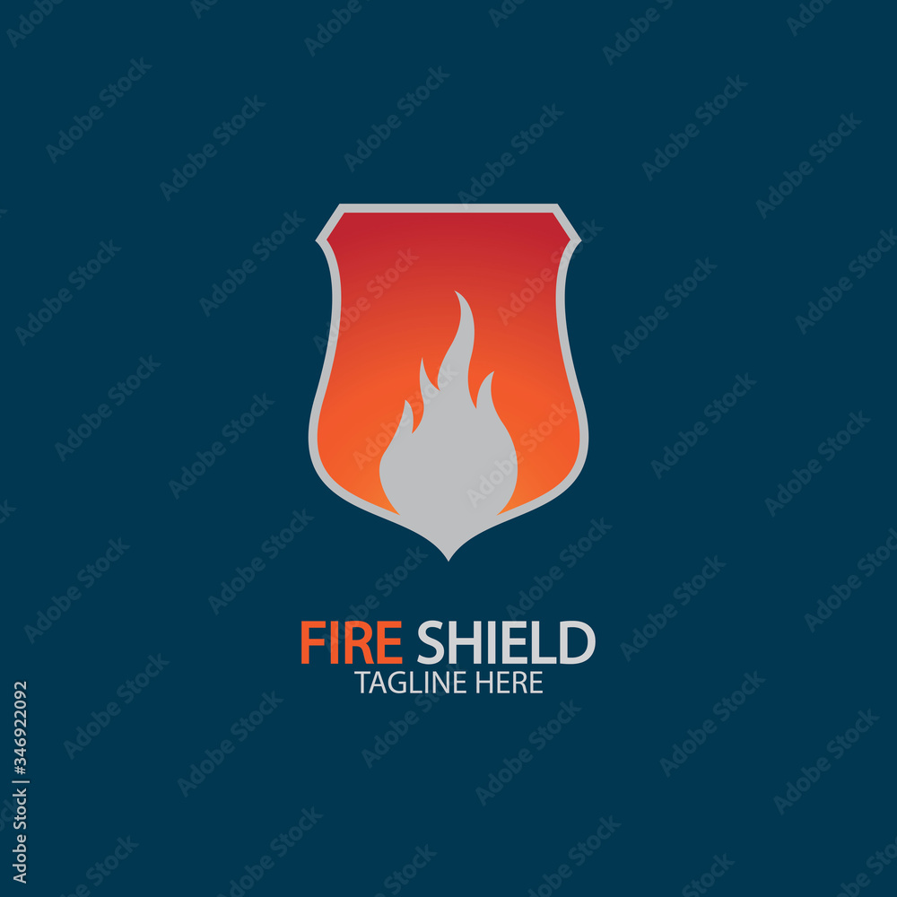 Vetor Fire shield logo design element. Fire warning sign shield. Fire ...