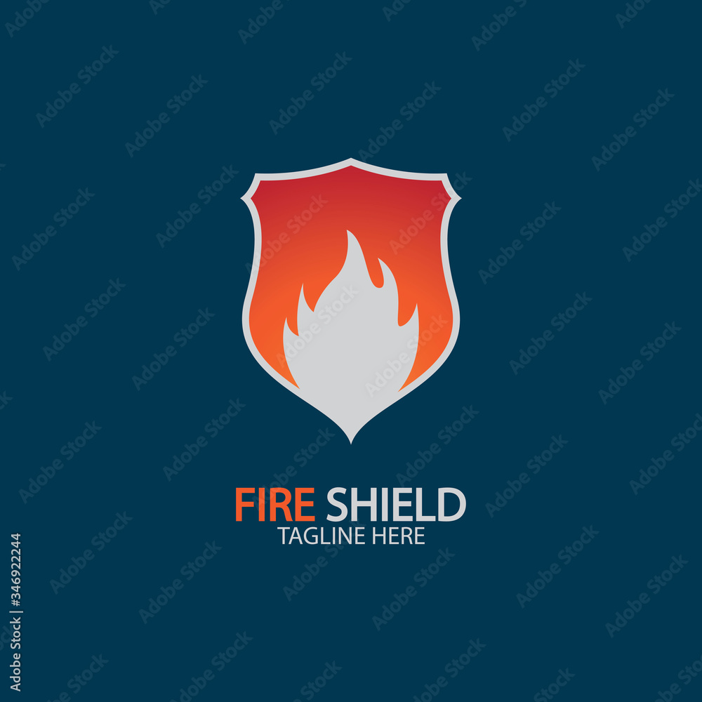 Fire shield logo design element. Fire warning sign shield. Fire flame ...