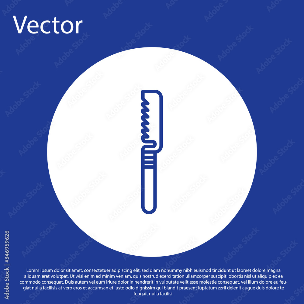 Blue line Medical saw icon isolated on blue background. Surgical saw ...