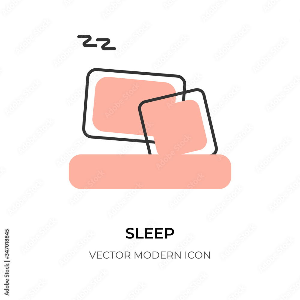 Sleep flat line icon. Pictogram border simple rest, asleep symbol ...