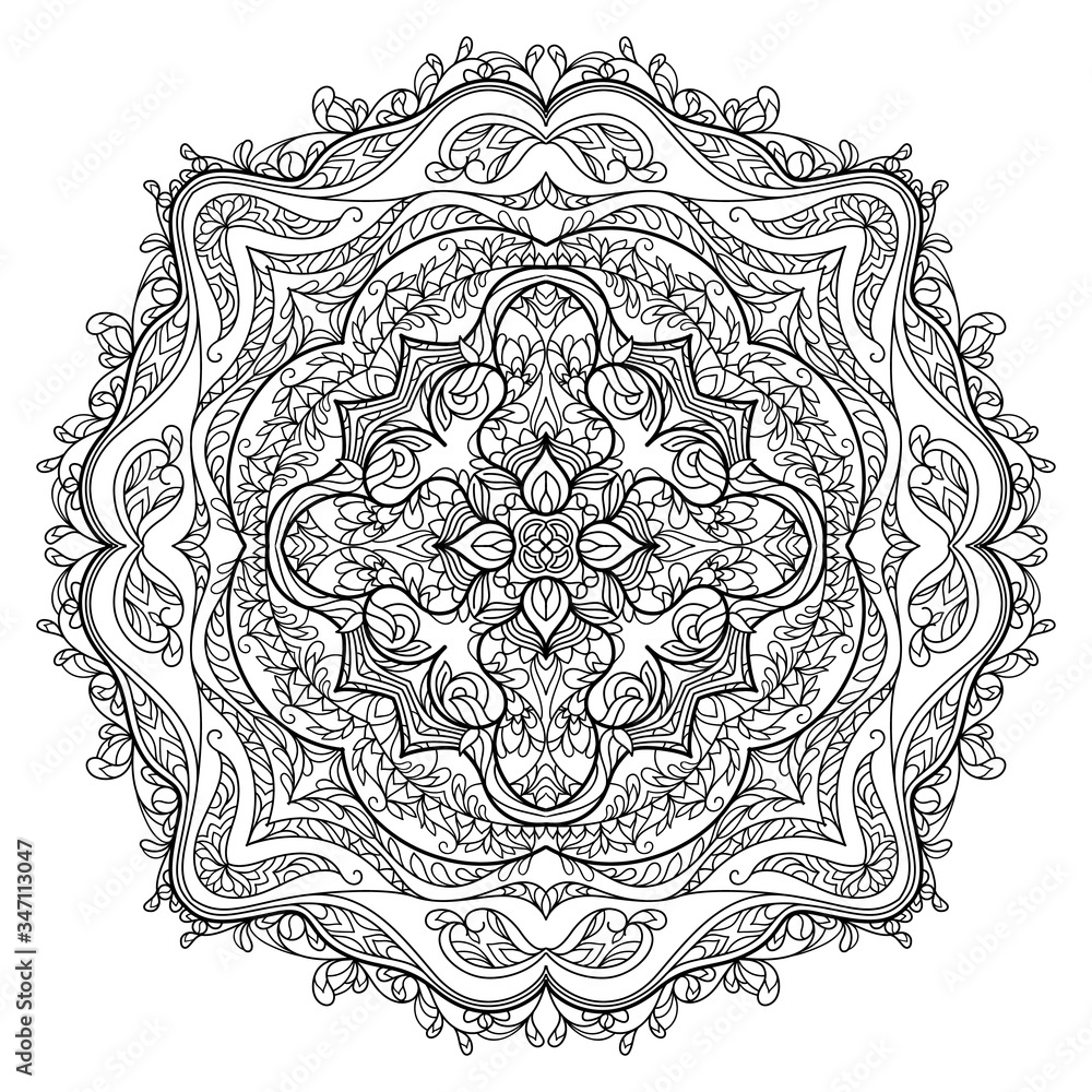 Zentangle coloring page mandala Stock Illustration | Adobe Stock