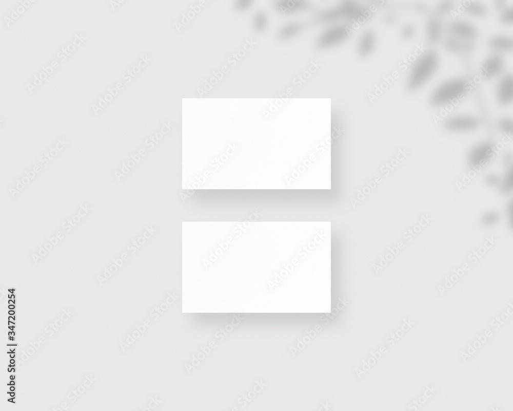 Blank white business cards mockups with shadow Overlays. Mockup scene ...