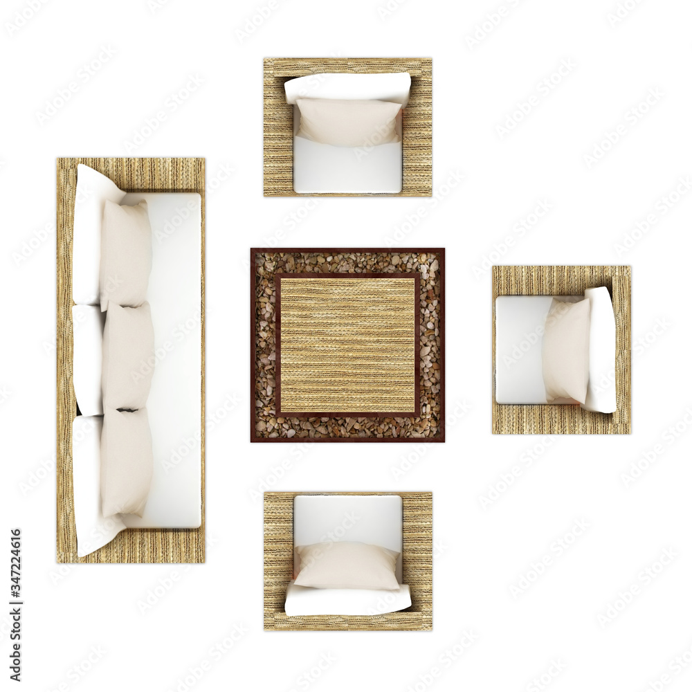 Outdoor lounge furniture set. Floor plan design elements top view ...