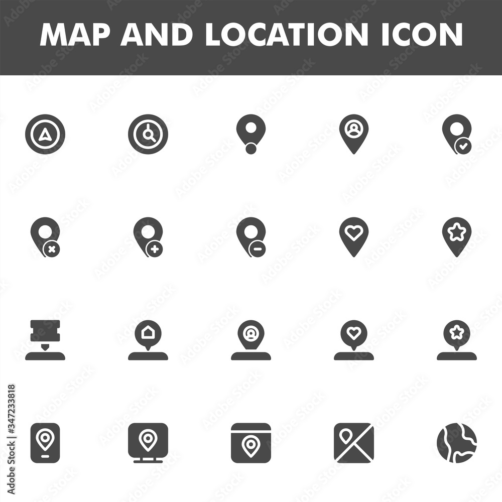 Map and location icon pack isolated on white background. for your web ...