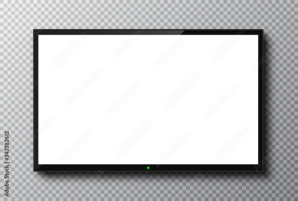 Realistic TV screen. Empty TV frame transparent background. Modern ...
