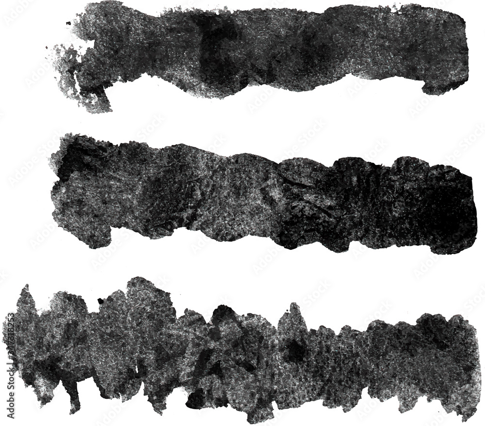 Abstract black watercolor hand paint texture, isolated on white ...