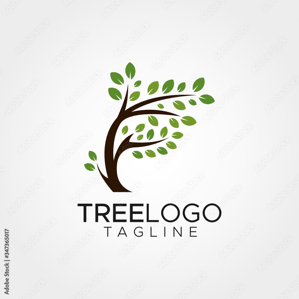 Simple minimalist tree logo design vector template Stock Vector | Adobe ...