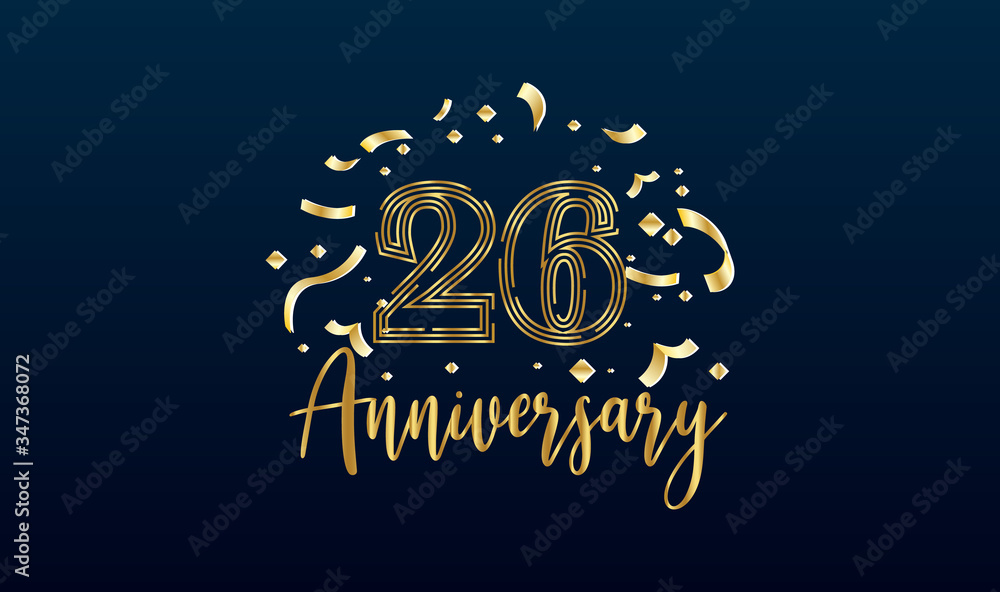 Anniversary celebration background. with the 26th number in gold and ...