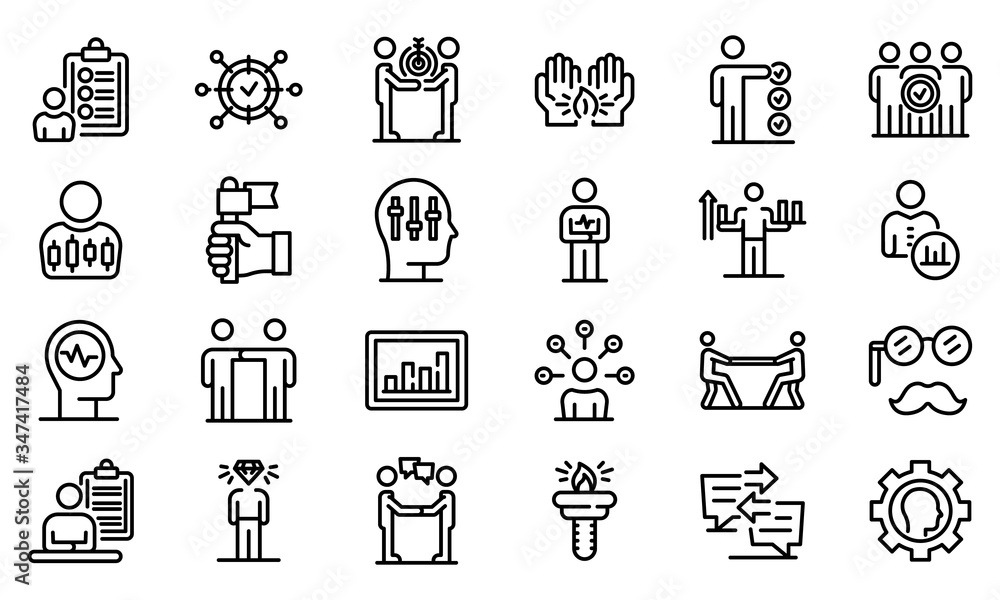 Personal traits icons set. Outline set of personal traits vector icons ...