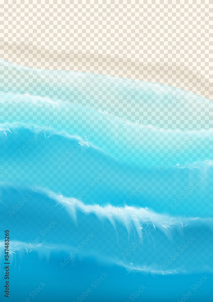 Top view on foamy ocean waves. Realistic aerial view on foamy sea water ...