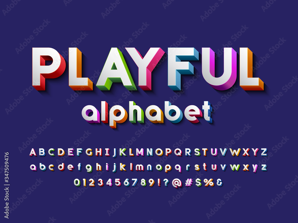 Vector of 3D bold colorful alphabet design Stock Vector | Adobe Stock