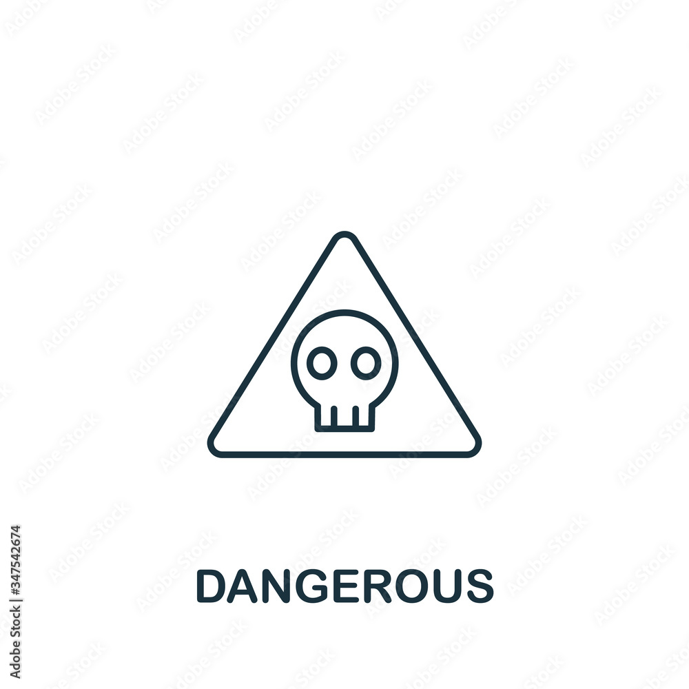 Dangerous icon from security collection. Simple line element Dangerous ...