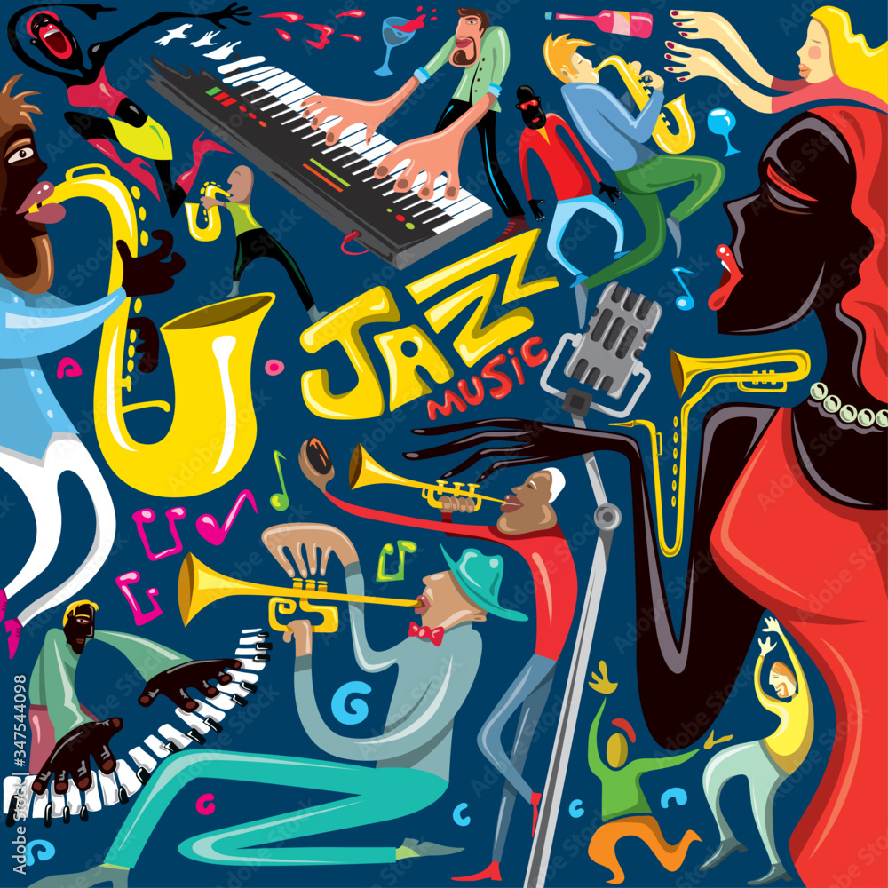 Abstract Jazz Band Artwork, Banner (Vector Art) Stock Vector | Adobe Stock