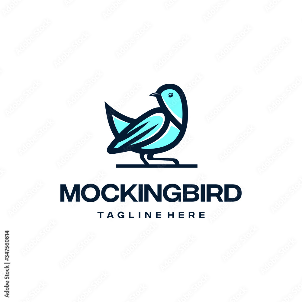 Awesome Mockingbird Outline Bird Animal Sign Illustration Wildlife ...