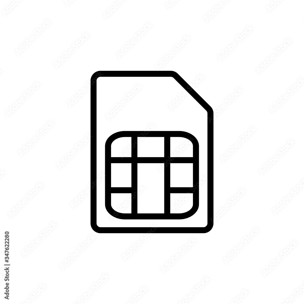 SIM card icon template in outline style on white background, SIM card ...