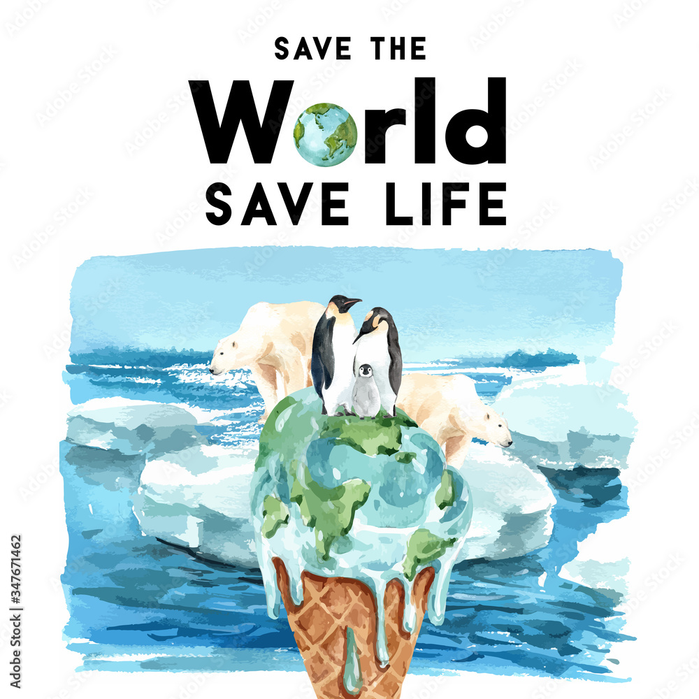 Global Warming and Pollution. Social media advertising campaign, save ...