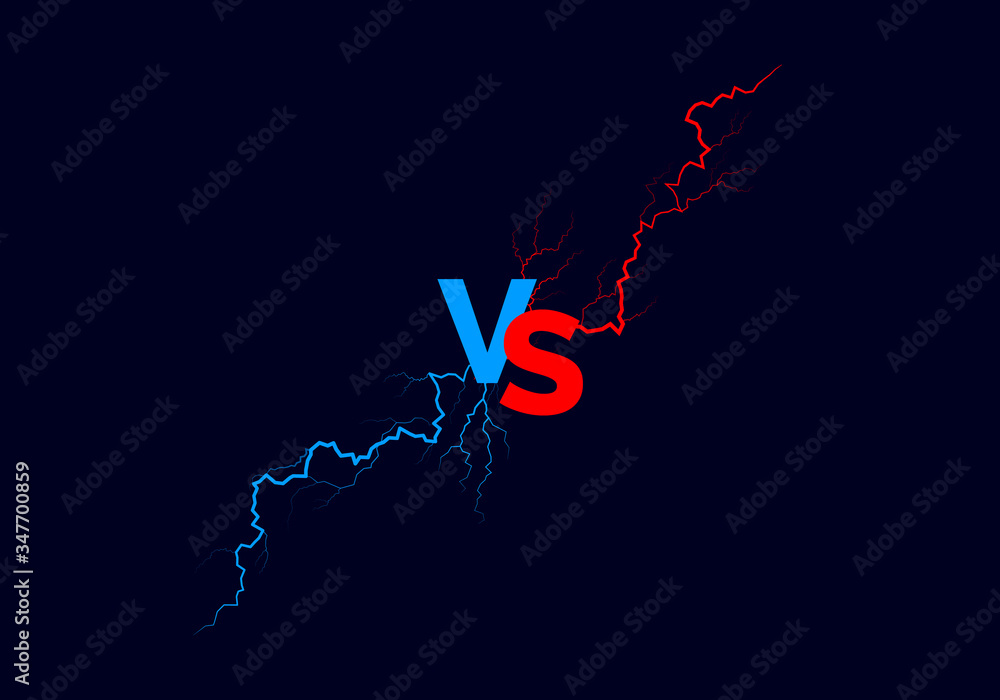 VS text with red and blue lightning. Versus battle. Sport or game ...
