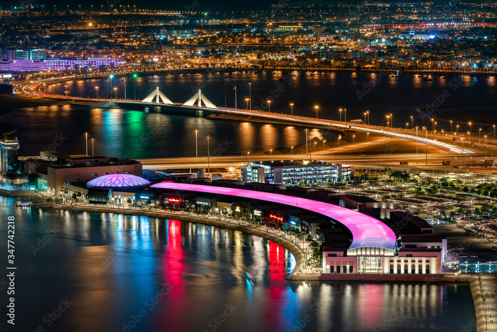 Aerial View of Sheikh Isa bin Salman Causeway Bridge also known as ...