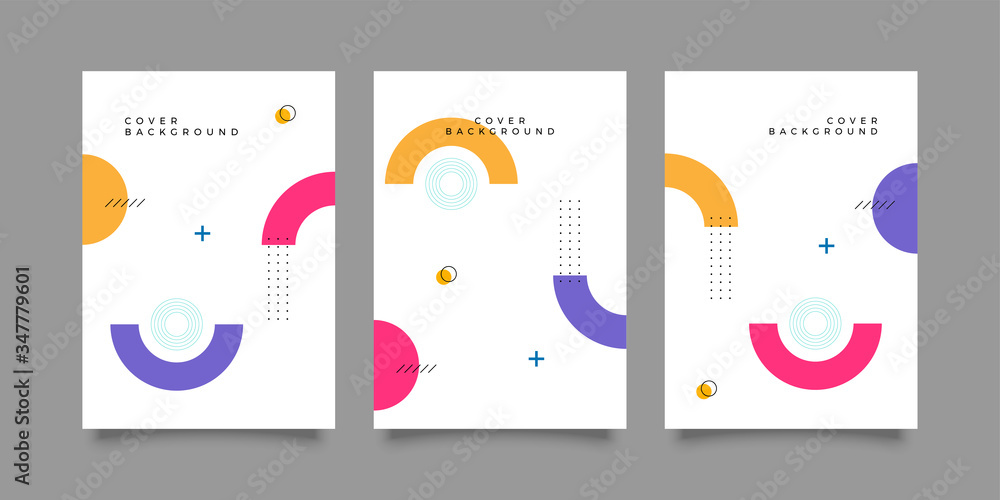 Placard templates set with Geometric shapes, Memphis geometric style ...