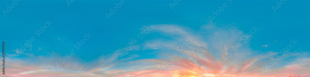 Sky 360 with clouds and sun. Image with 3D spherical panorama with 360 ...