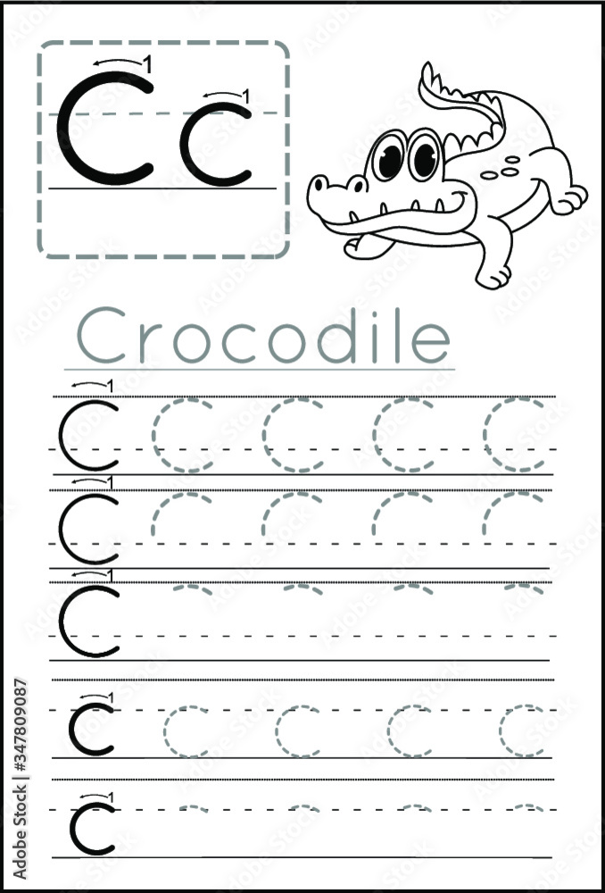 Writing practice letter C printable worksheet for preschool or ...