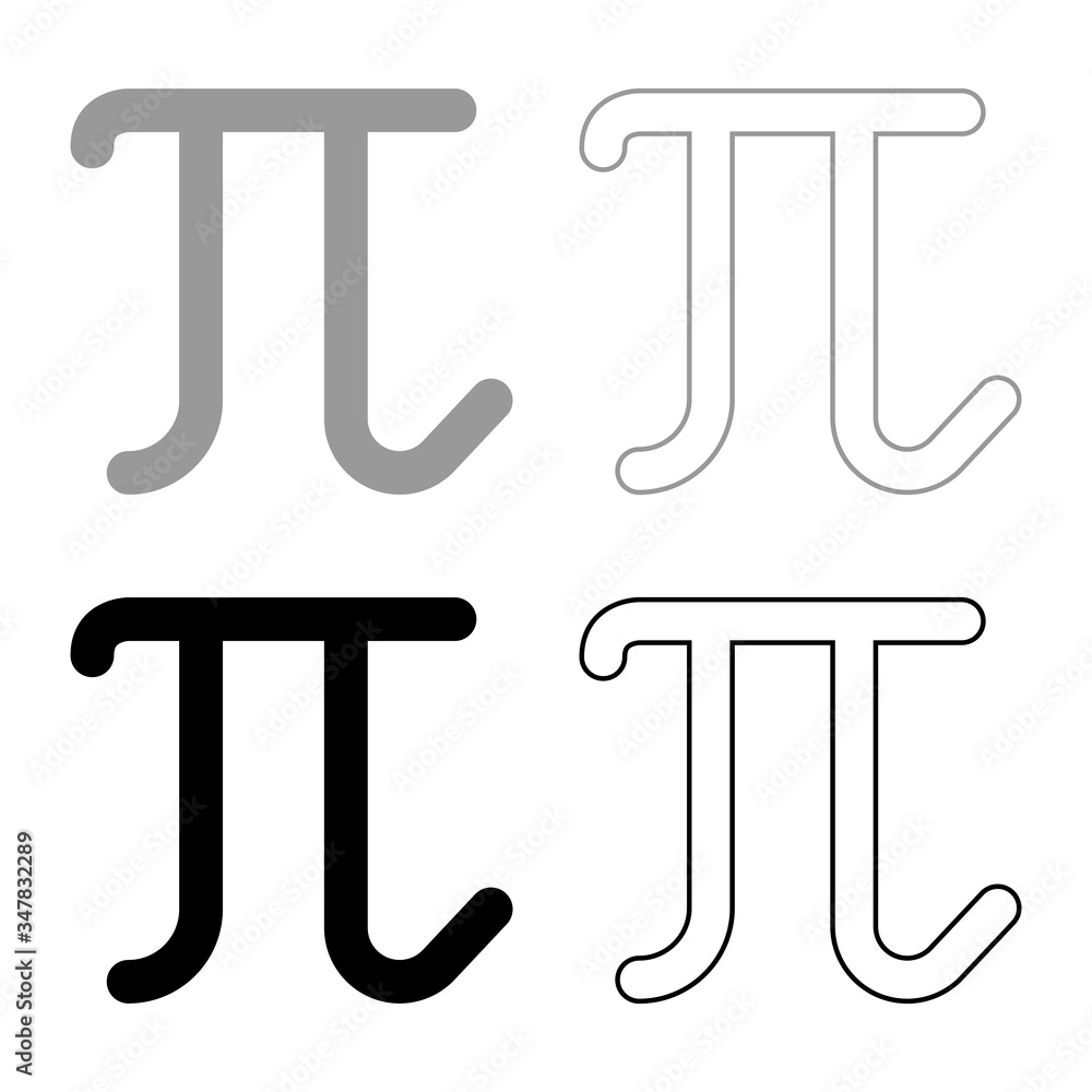 Pi greek symbol small letter lowercase font icon outline set black grey ...