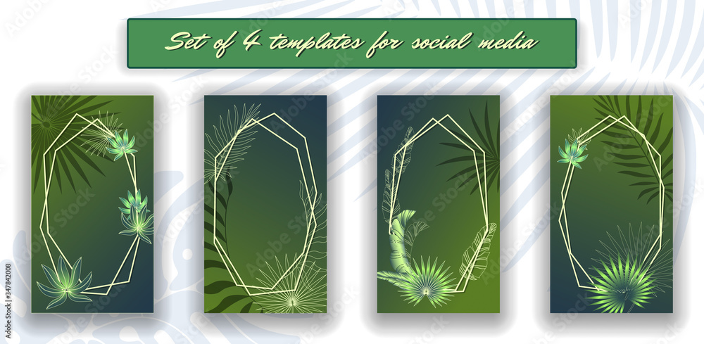 4 Tropical templates for social media. Tropical leaves social media ...