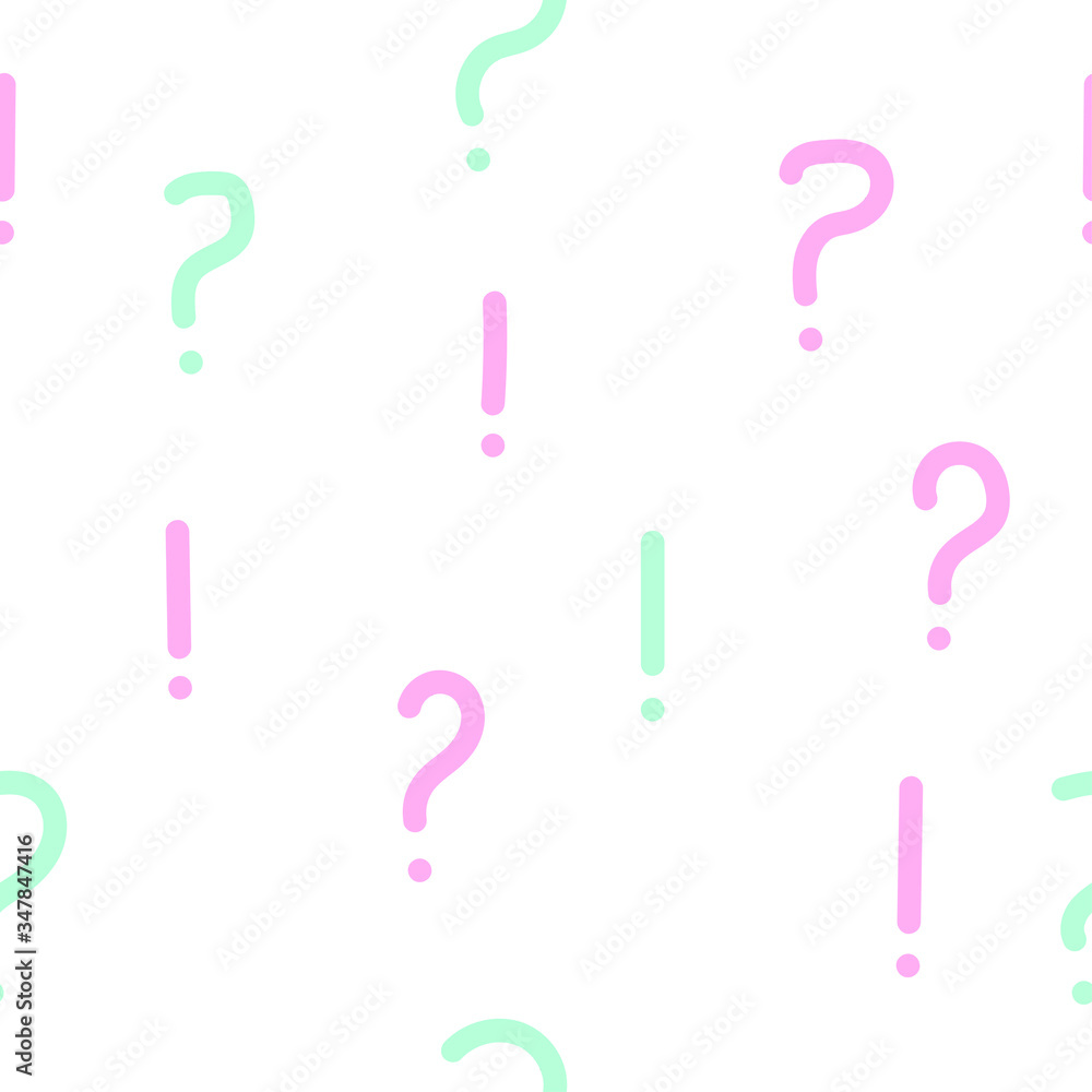 Seamless vector pattern - punctuation marks. Hand-drawn pink and blue ...