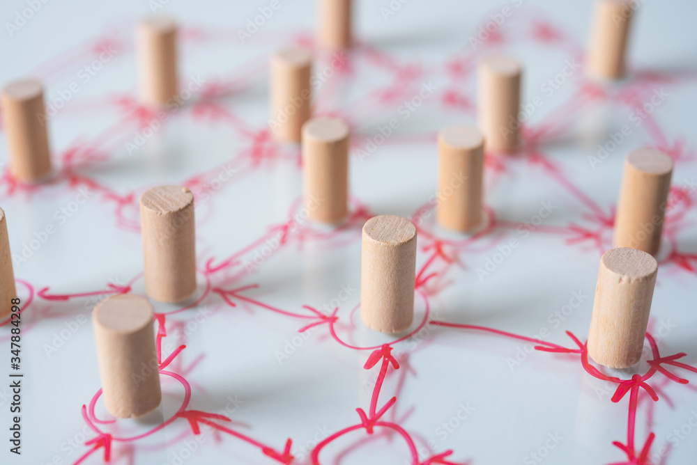 wood stick in circle connect with line arrow, red line connect by ...