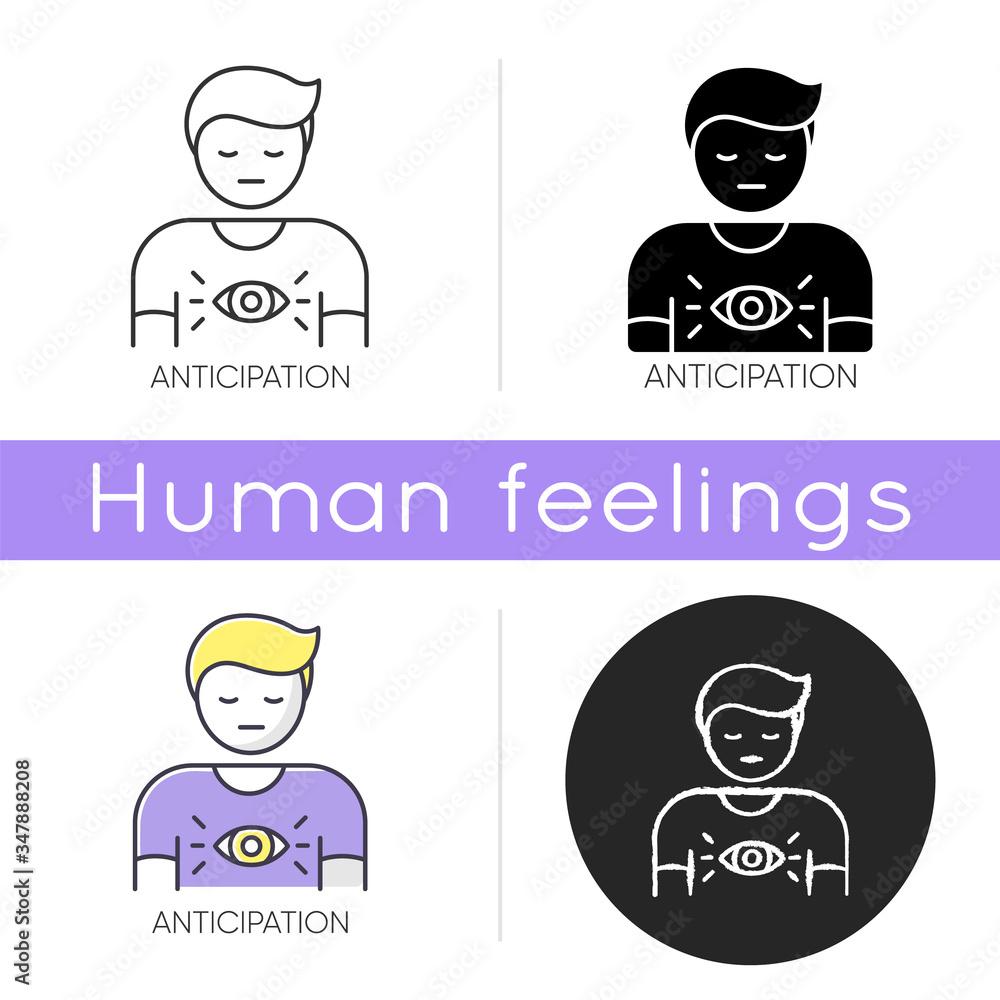 Anticipation icon. Man expecting future. Person with intuitive ...