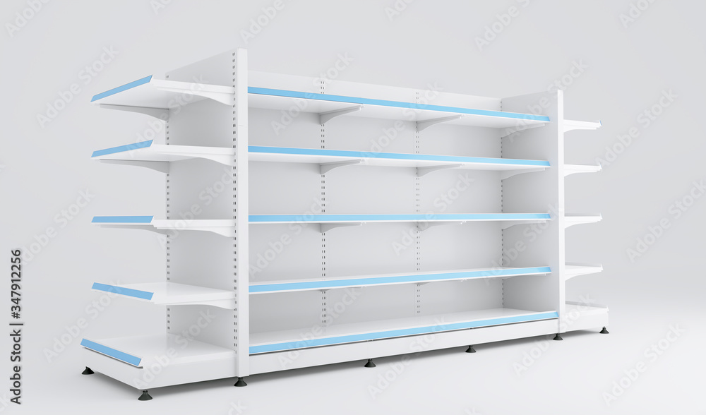 ภาพถ่าย Stock Empty store supermarket, food racks. 3d illustration ...