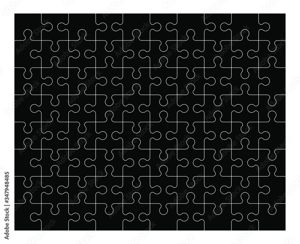 The set of eighty pieces of the puzzle. Puzzle with different types of ...