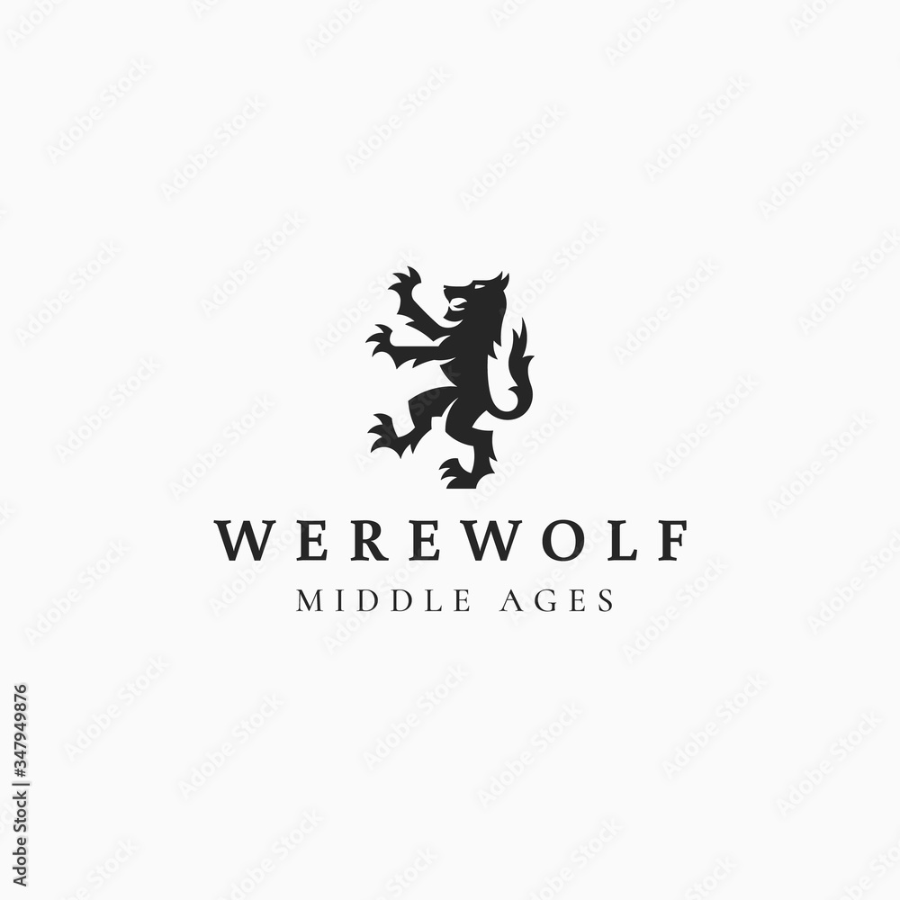 Vetor Werewolf logo illustration. Heraldic wolfman for kingdom crest ...