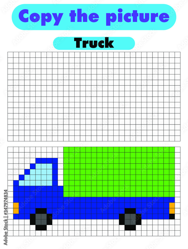 Copy the picture. Draw the police truck using the grid. Color by ...