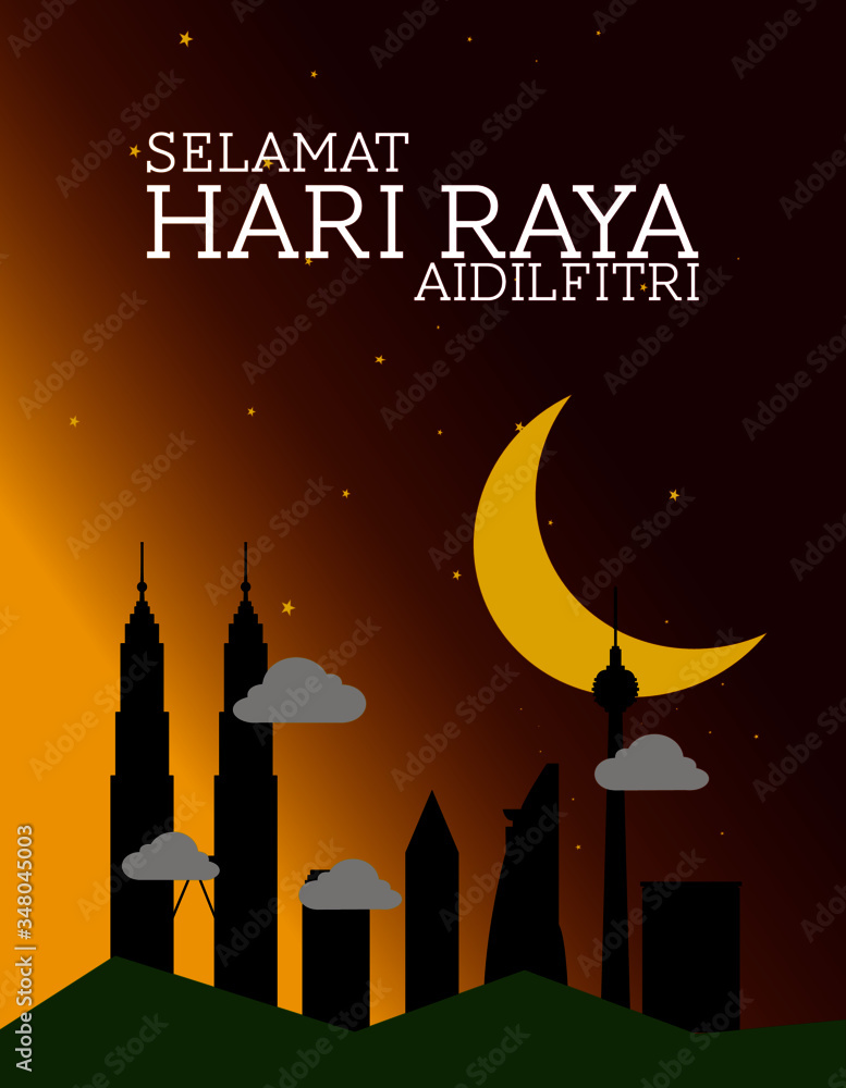 Selamat Hari Raya Aidilfitri - vector illustration in Malay Language ...