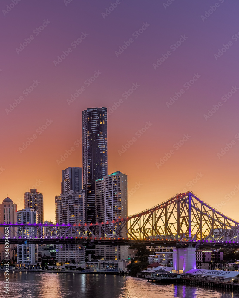 Brisbane City Sunset Stock Photo | Adobe Stock