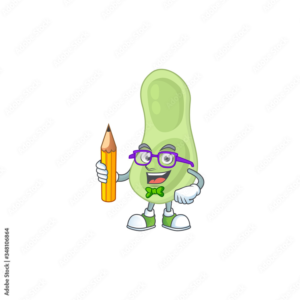 Staphylococcus pneumoniae student cartoon character studying with ...