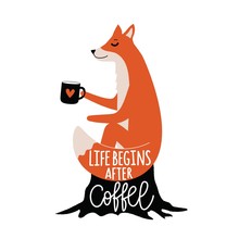 Fox Coffee Poster Free Stock Photo - Public Domain Pictures