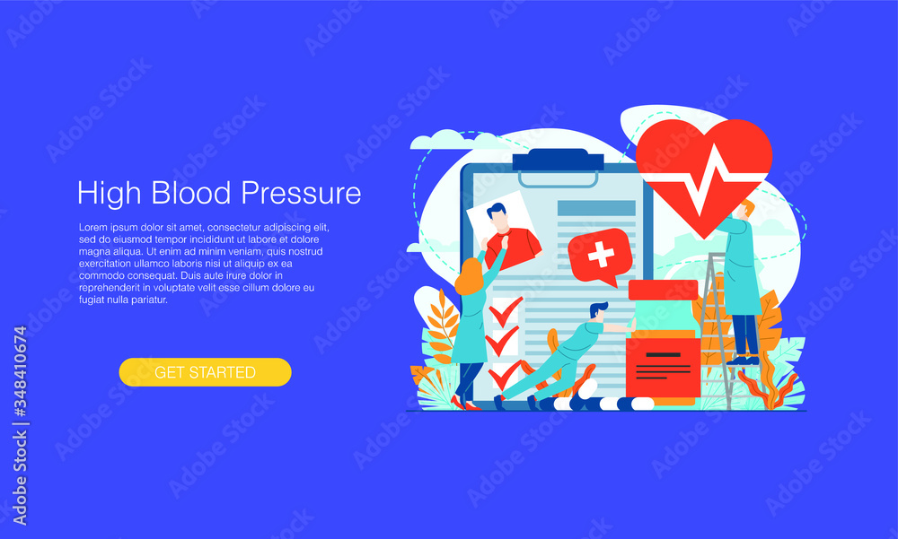 High blood pressure medical vector illustration concept doctor working ...
