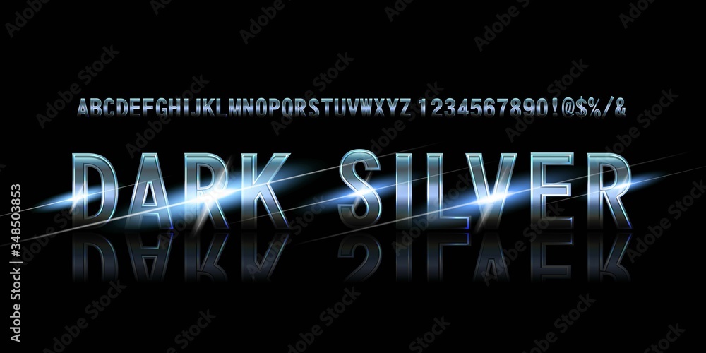 Silver font. Vector alphabet Stock Vector | Adobe Stock