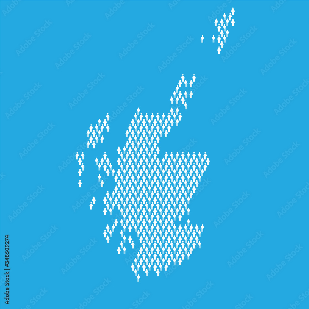 Scotland population. Statistic map made from stick figure people Stock ...