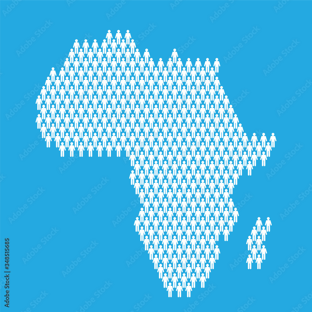 Africa population. Statistic map made from stick figure people Stock ...